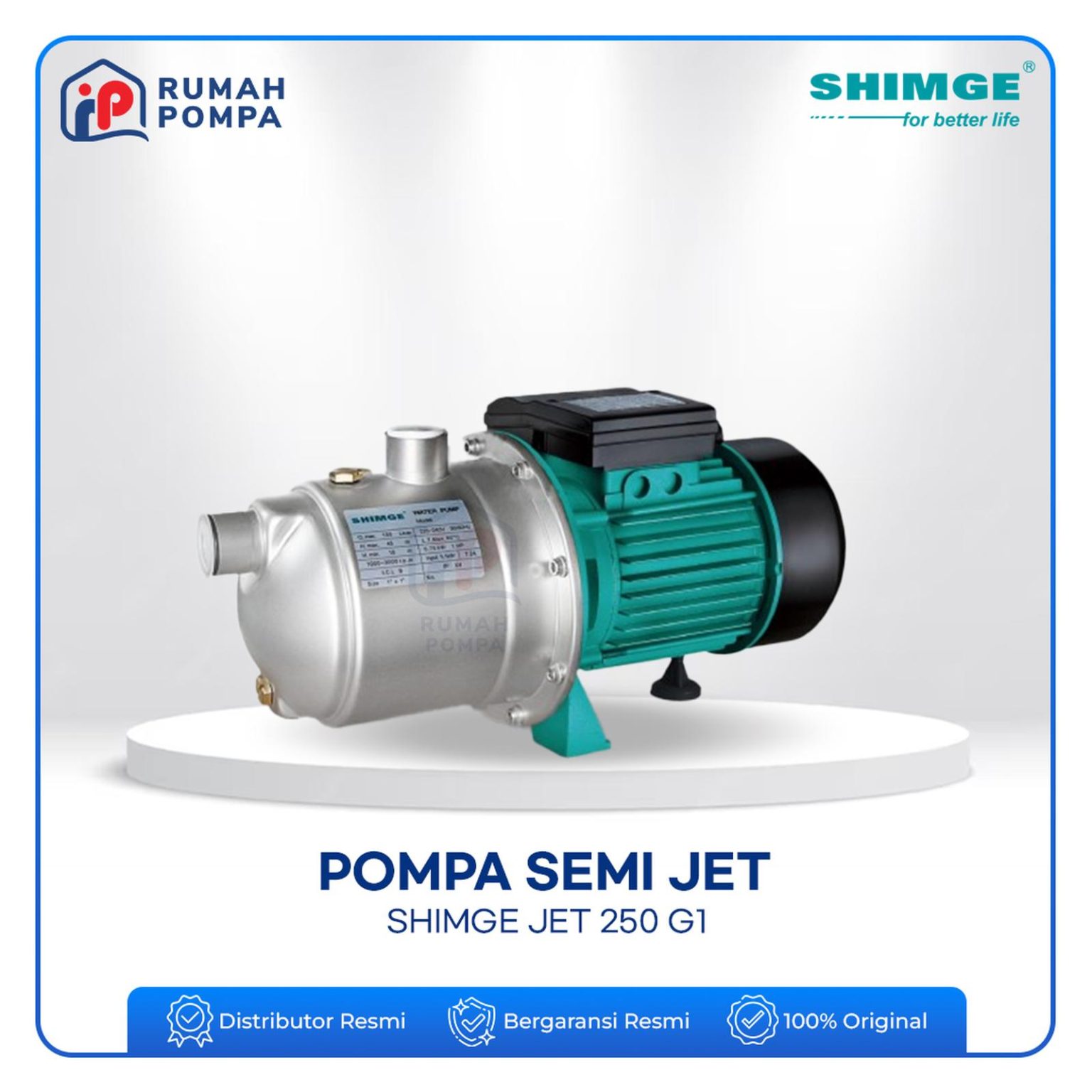 Pompa Semi Jet Stainless Shimge JET 250 G1 - Rumah Pompa